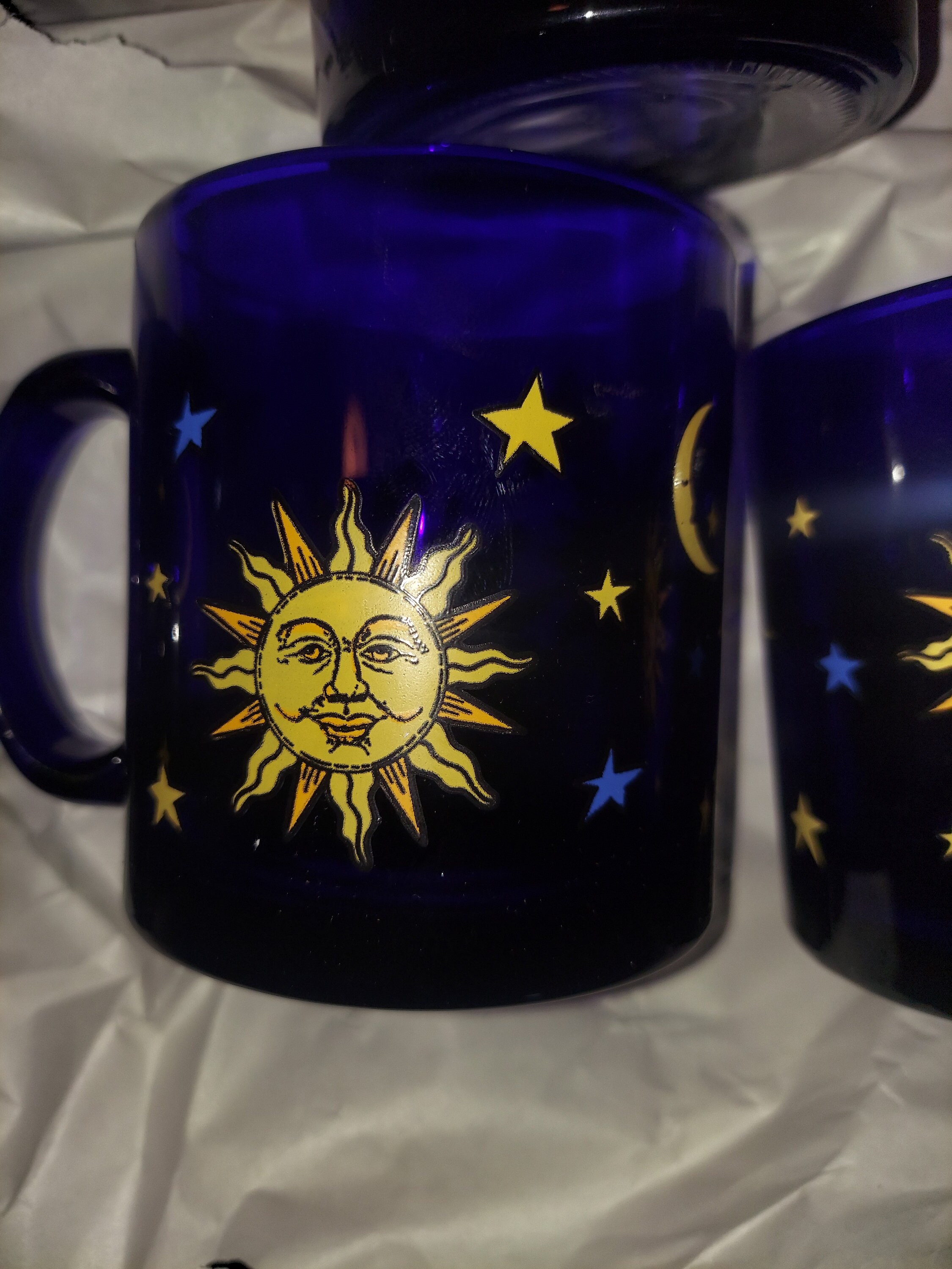 Vintage Rare Htf Libbey Cobalt Blue Celestial Sun, Moon and Stars ...