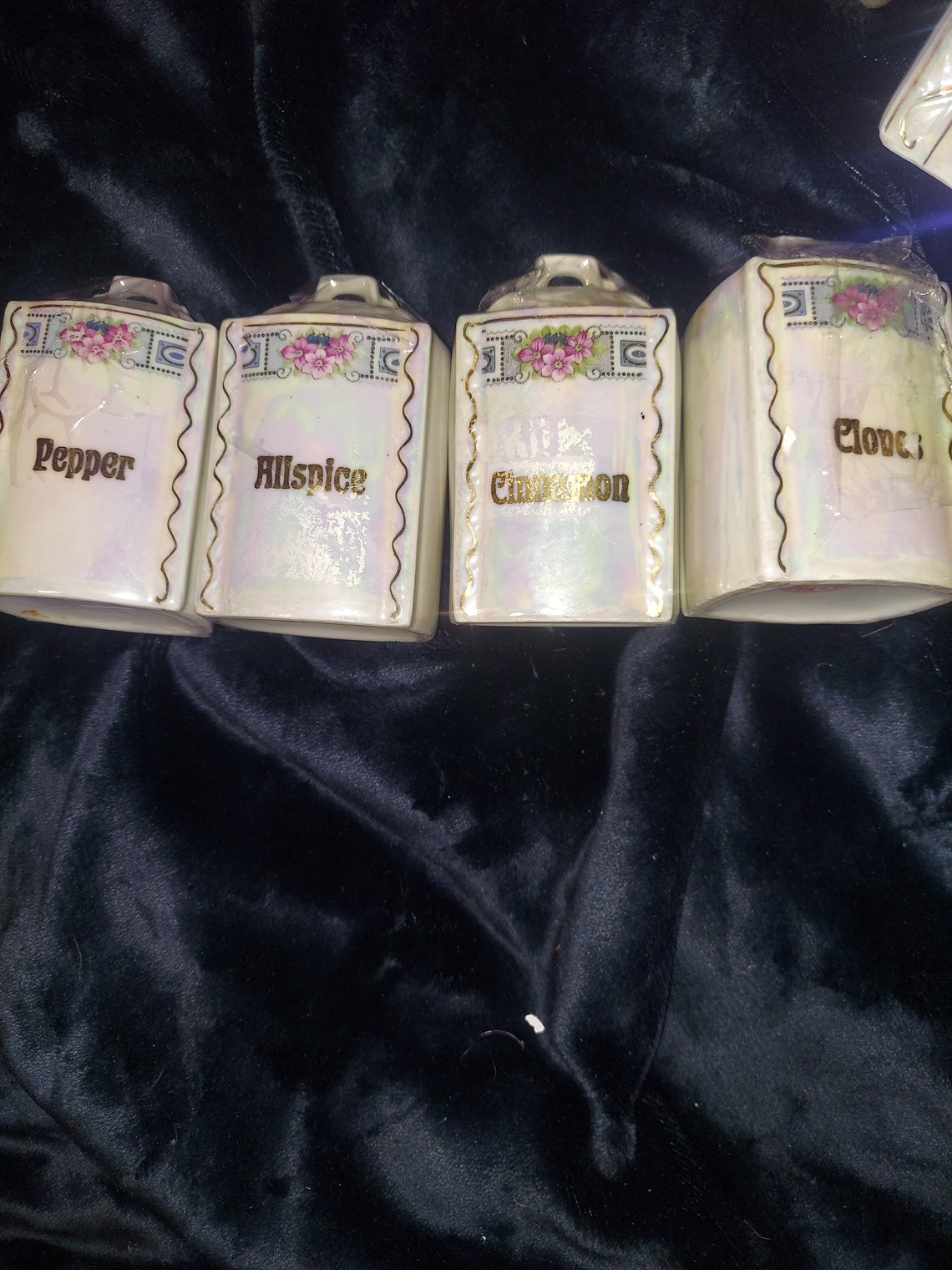 8 Beautiful Lusterware German Canister Set. Early 1900s. Iridescent ...