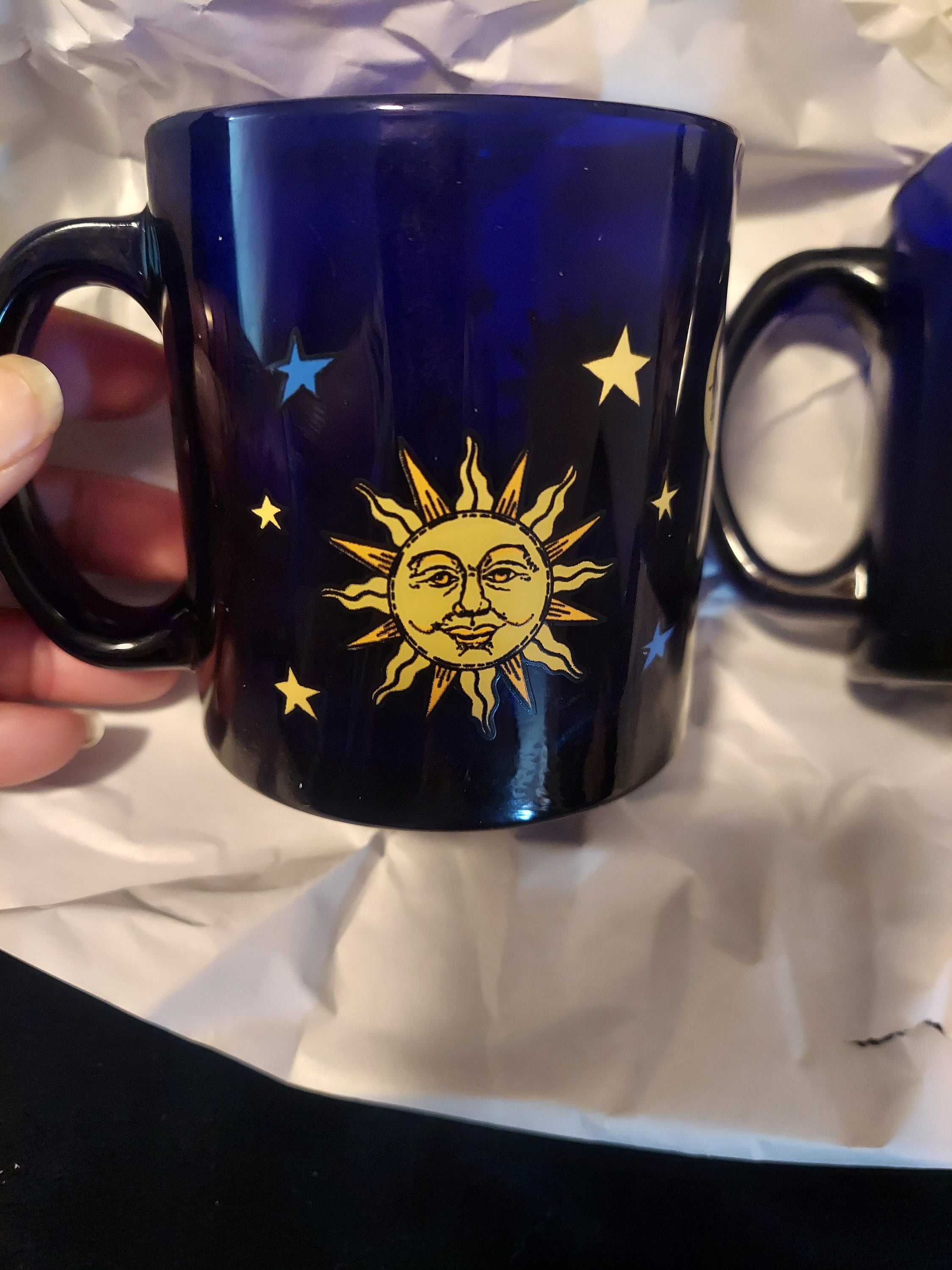 Vintage Rare Htf Libbey Cobalt Blue Celestial Sun, Moon and Stars ...