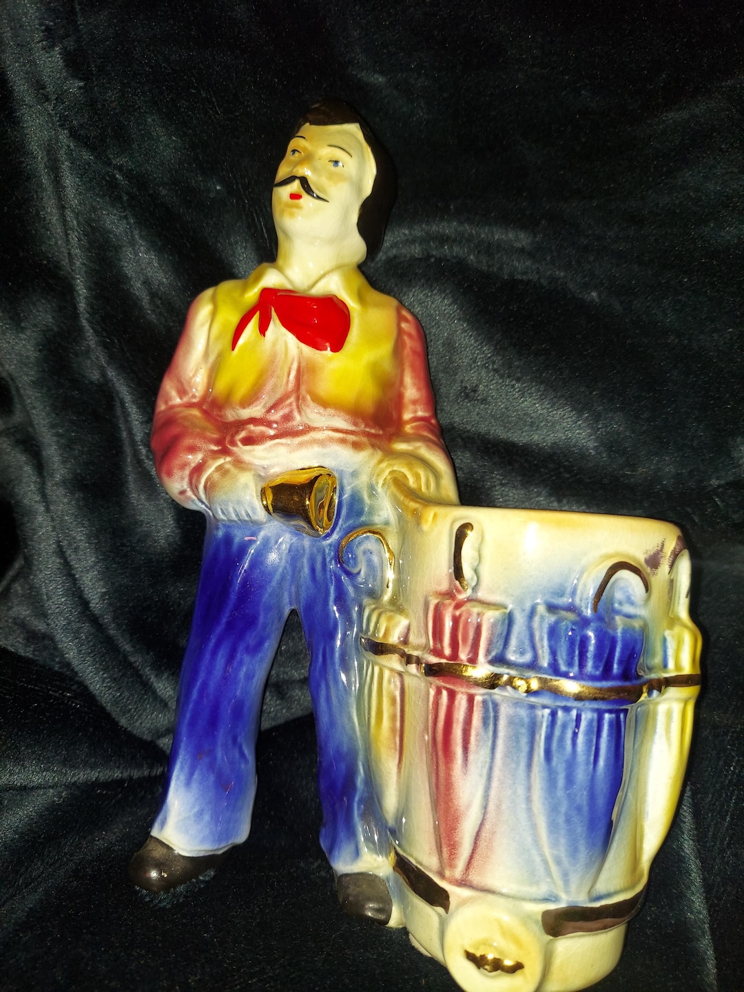 Rare Vintage Mexican Man Planter With Umbrellas- Very Colorful. Small ...