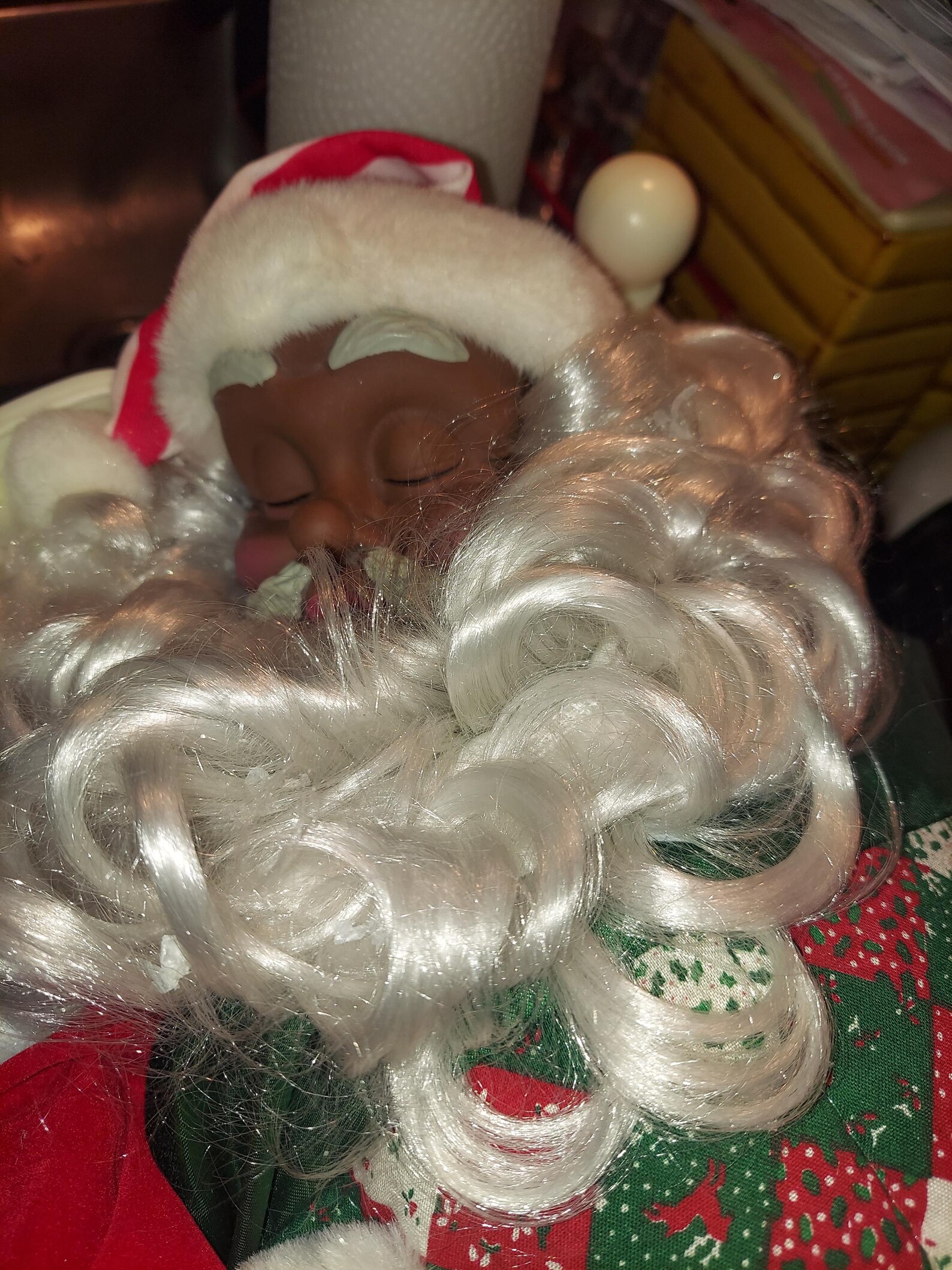 Rare Black Vintage Telco SLEEPING SANTA Animated Snoring Whistling in ...