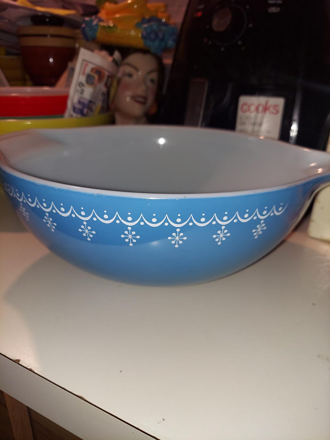 Vintage Pyrex Blue Snowflake Garland Cinderella Mixing Bowl ~4 Qt - Etsy