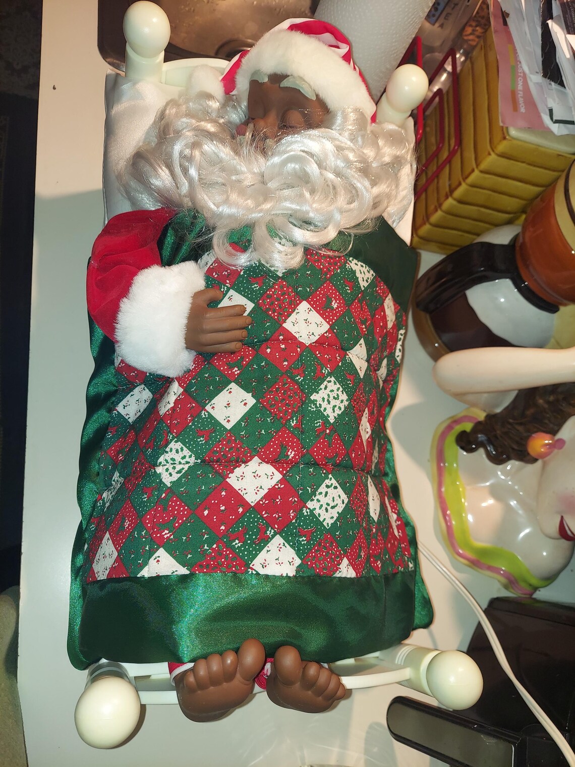 Rare Black Vintage Telco SLEEPING SANTA Animated Snoring Whistling in ...