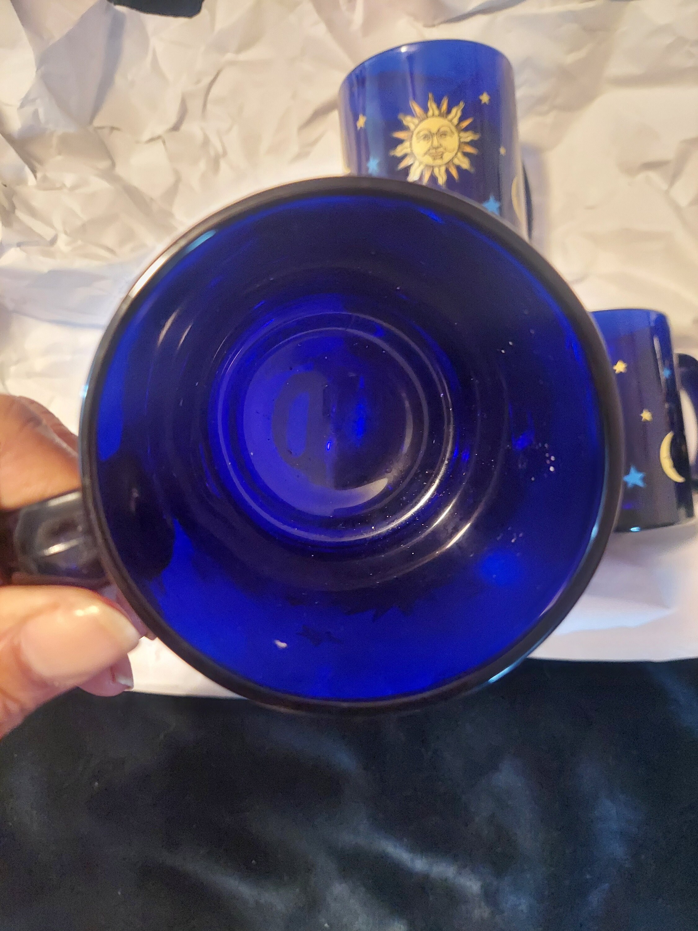 Vintage Rare Htf Libbey Cobalt Blue Celestial Sun, Moon and Stars ...