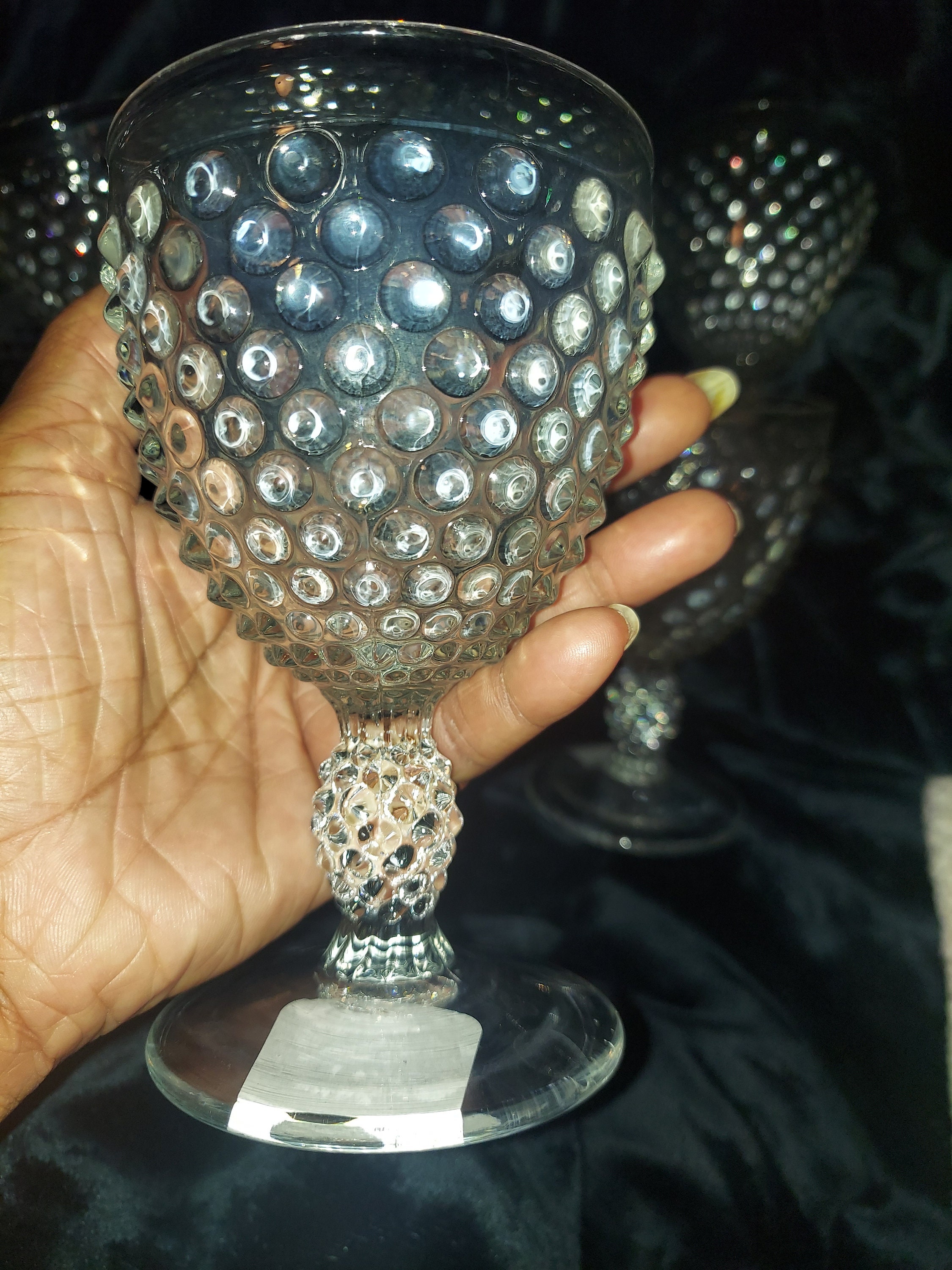 Charming Set of 6 Hobnail Wine Glasses or Water Goblets, by Maker ...