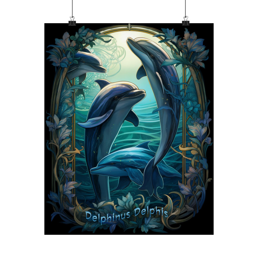Art Nouveau Dolphin Print,dolphin Wall Art, Giclee Print - Etsy