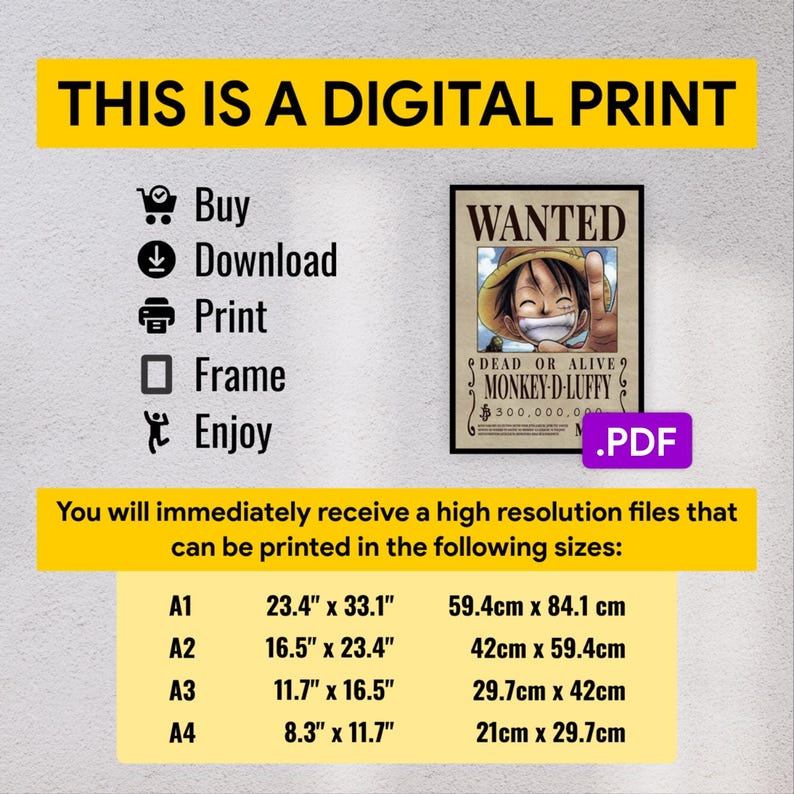 12 Digital Wanted Poster One Piece Reward Ace Buggy 300dpi PDF the Best ...