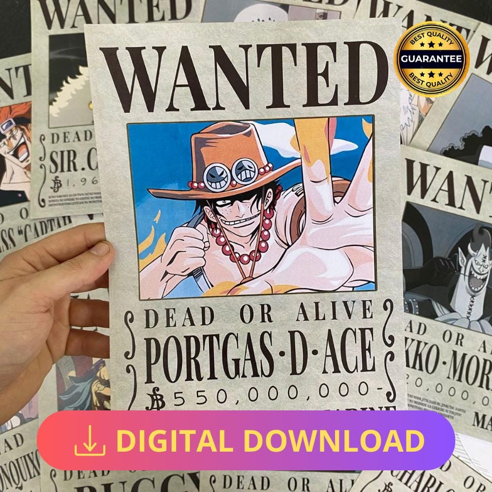 12 Digital Wanted Poster One Piece Reward Ace Buggy 300dpi PDF the Best ...