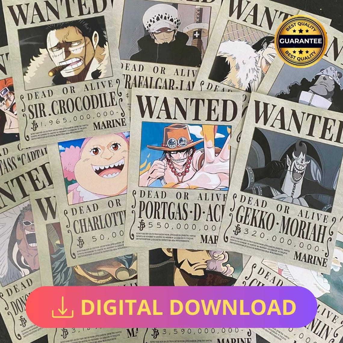 12 Digital Wanted Poster One Piece Reward Ace Buggy 300dpi PDF the Best ...