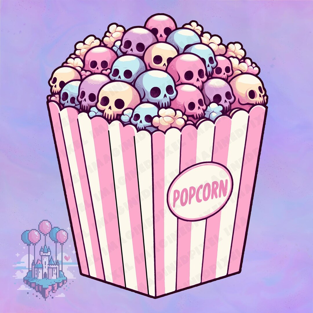 Pastel Goth Spooky Popcorn, Horror Movies and Chill Digital Clipart ...