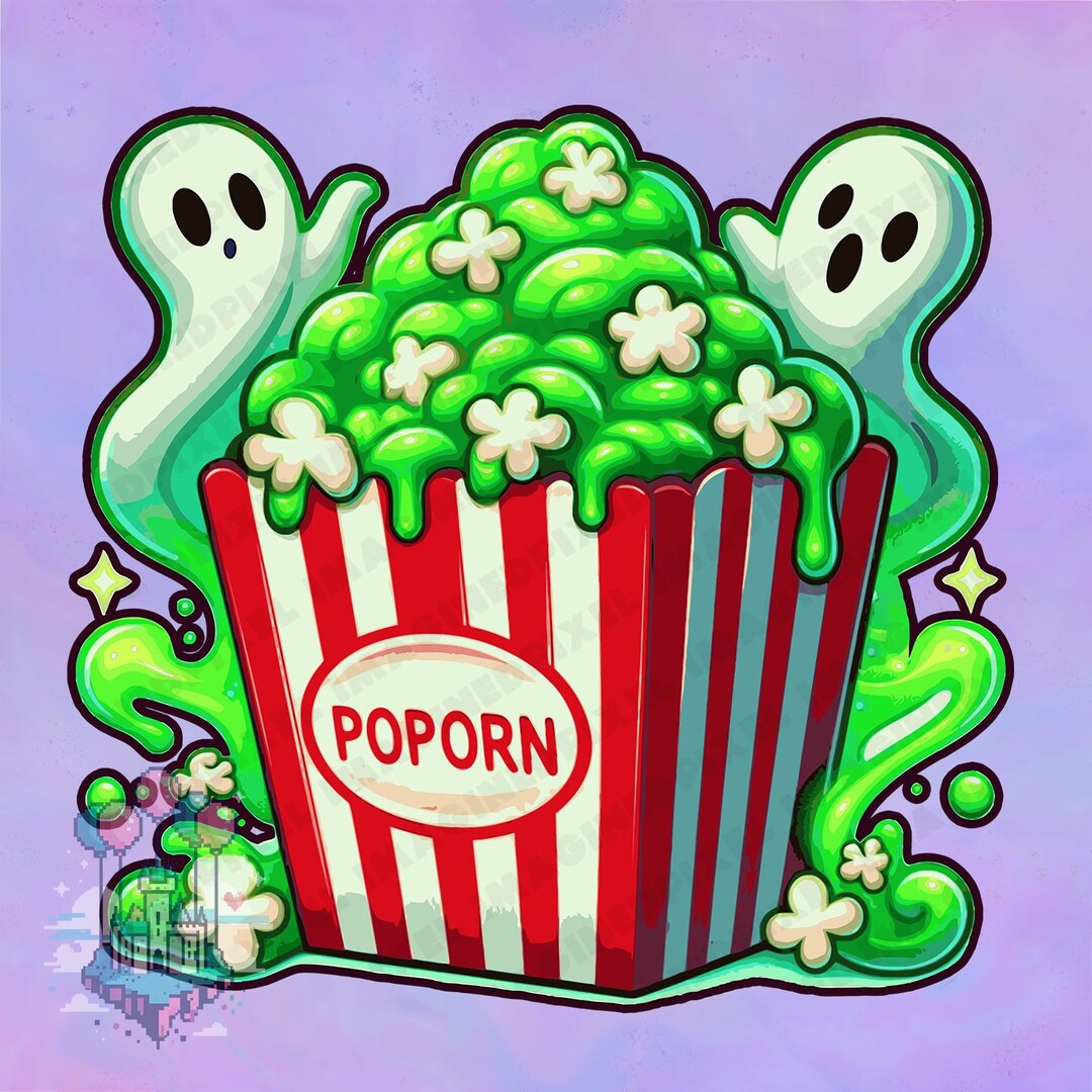 Spooky Popcorn, Horror Movies and Chill Digital Clipart Design ...
