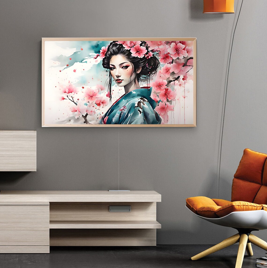 Frame TV Art | Beautiful Geisha Watercolor | Premium Quality | Digital ...