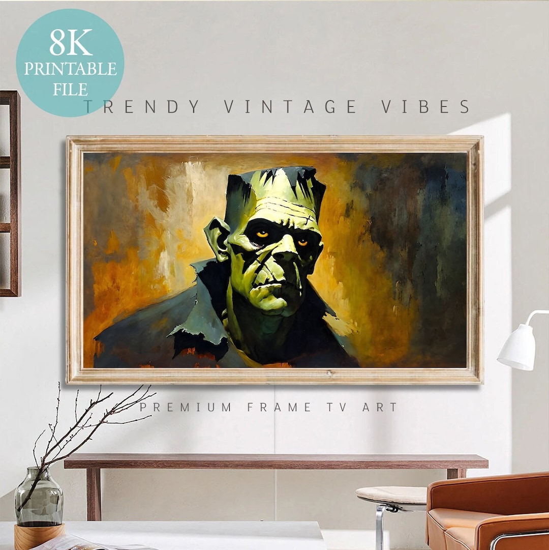 Vintage Halloween Frankenstein Painting | Frame TV Art (digital ...