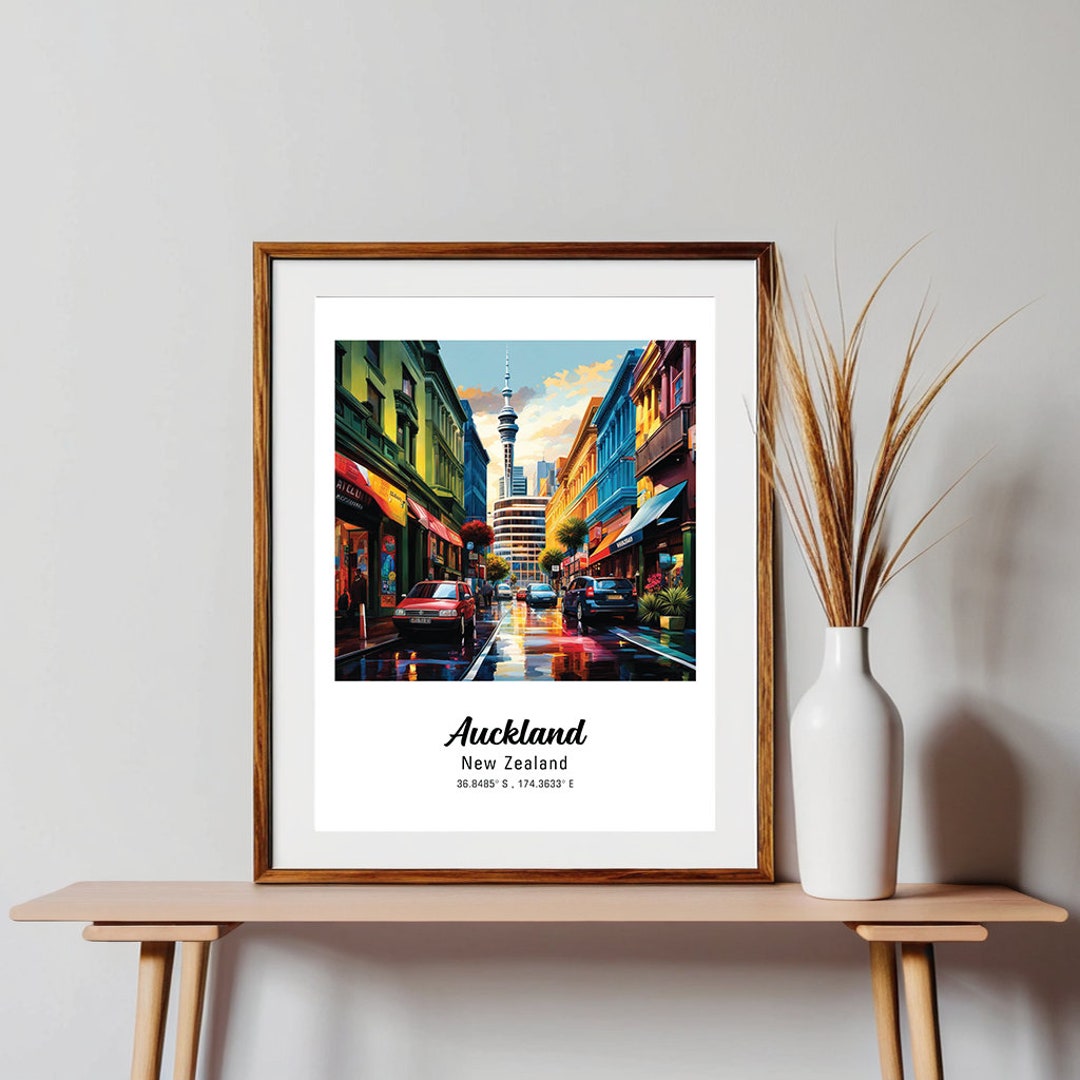 Vibrant Poster, Colorful Auckland City Artwork, Abstract Auckland City ...