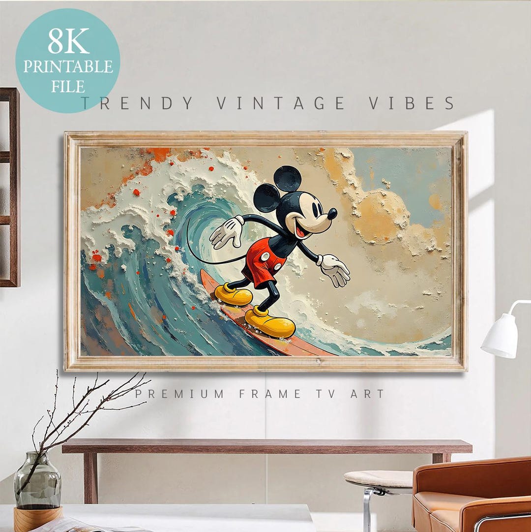 Pop Art Surfing Mickey Mouse: Vintage Cartoon (8K Digital Download) - Etsy