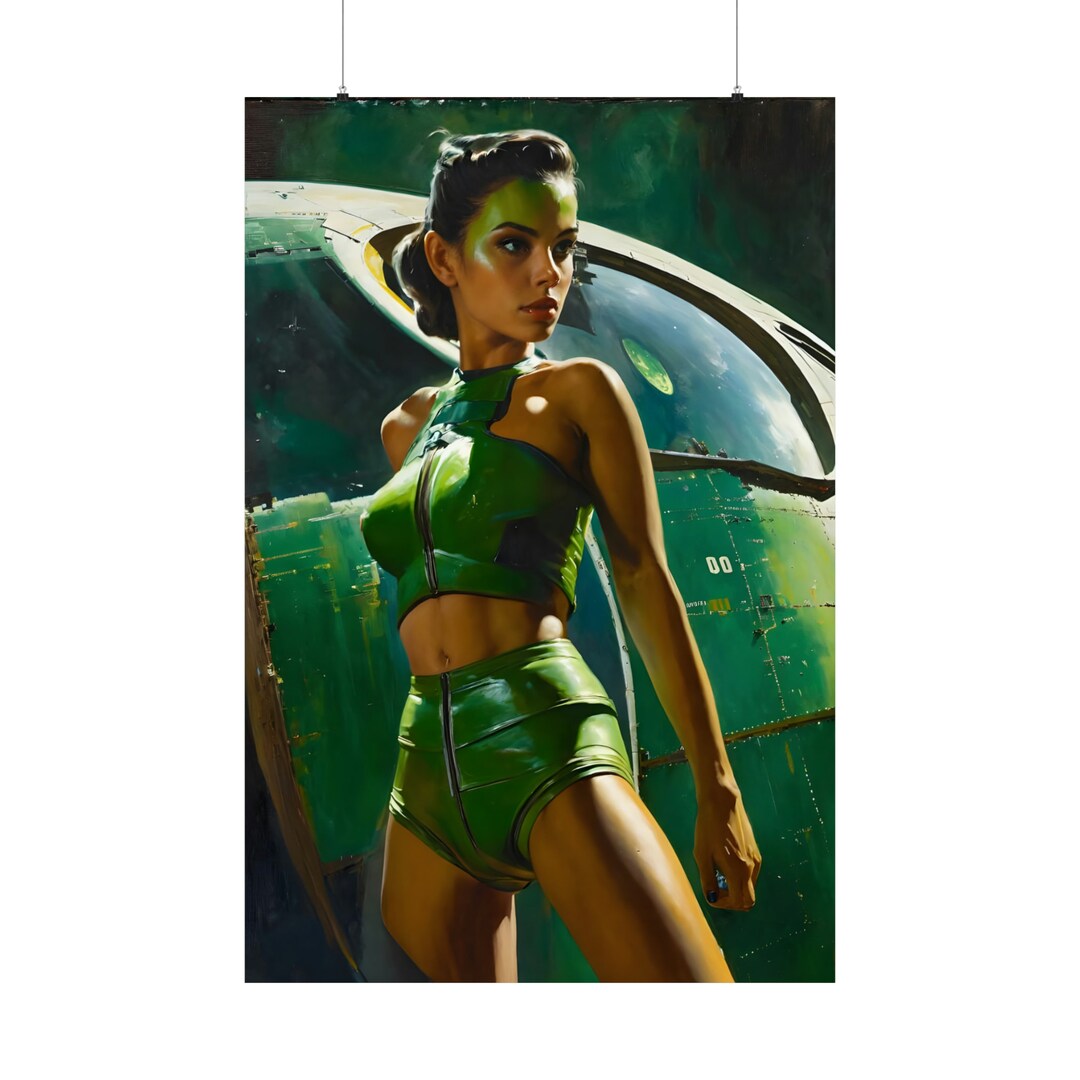 Vintage Space Girl 1 Vintage Sci Fi Series Vertical Poster Etsy
