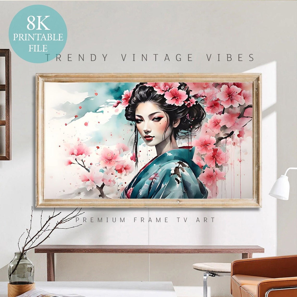 Frame TV Art | Beautiful Geisha Watercolor | Premium Quality | Digital ...
