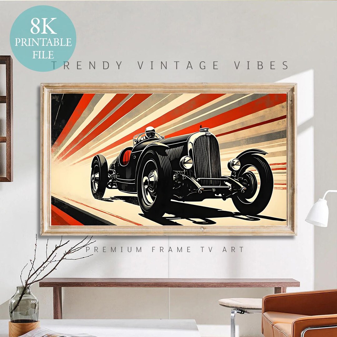 Art Deco Auto Racing Frame TV Art: Vintage Sports Car (8K Digital ...