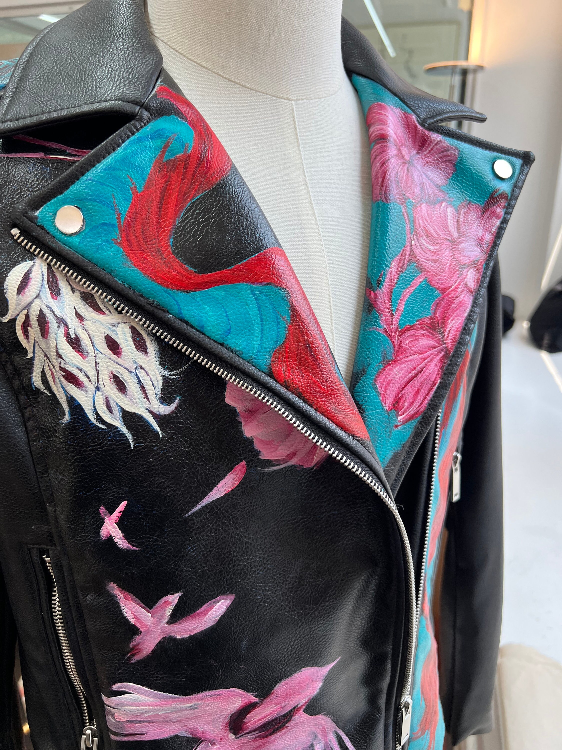 Custom-painted Art-to-wear Leather Jacket One-of-a-kind Perri Neri ...