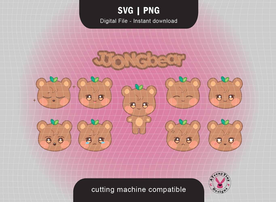 Aniteez Jjongbear Emojis SVG PNG Digital File | Ateez Jongho Aniteez ...