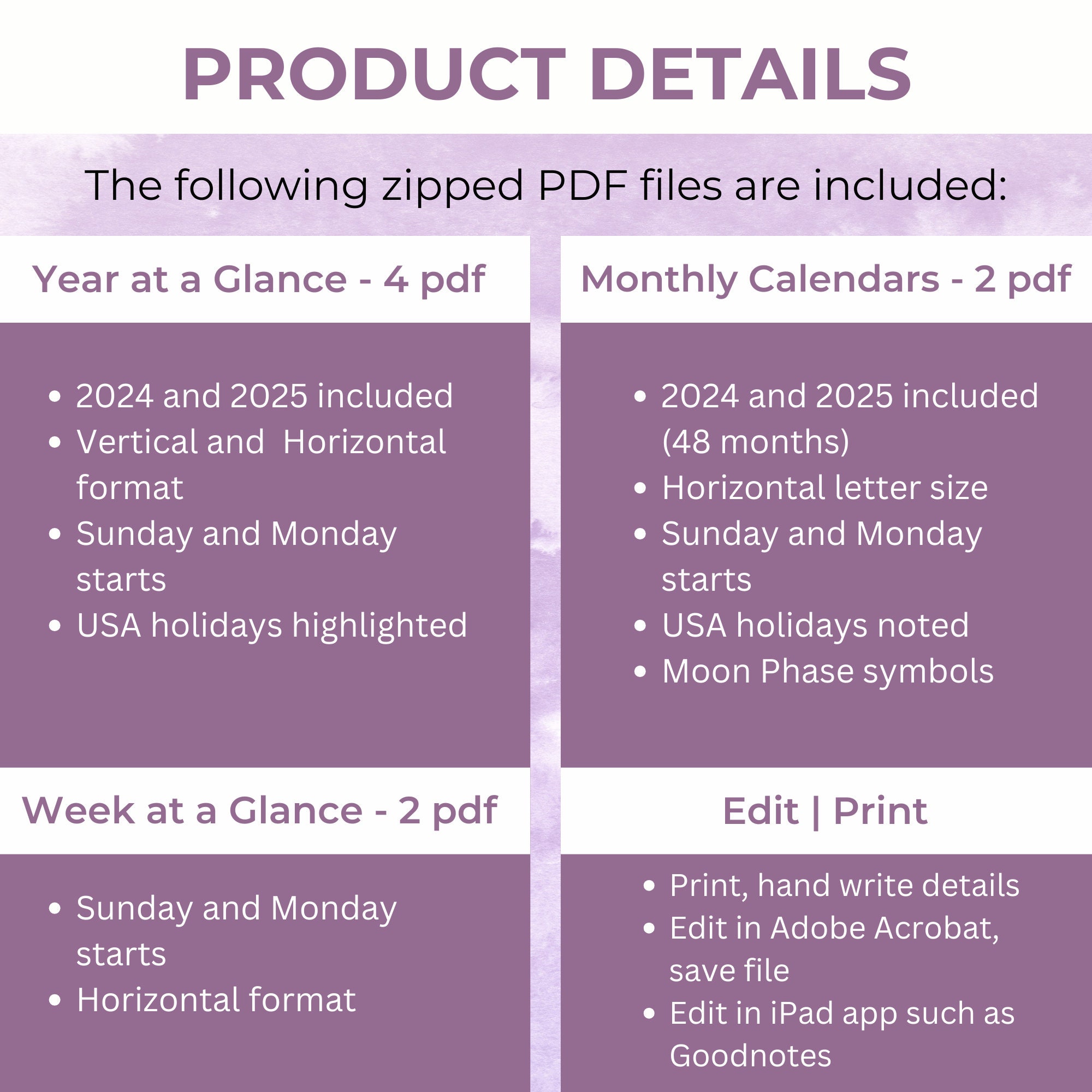 2024 and 2025 Digital & Printable PDF Calendar | 2024 and 2025 Editable ...