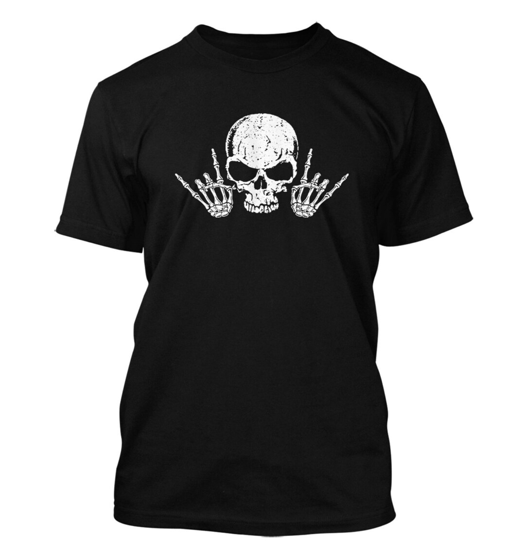 Rock N' Roll Skull - Men's T-shirt Graphic Novelty Tee - Skeleton Hard ...