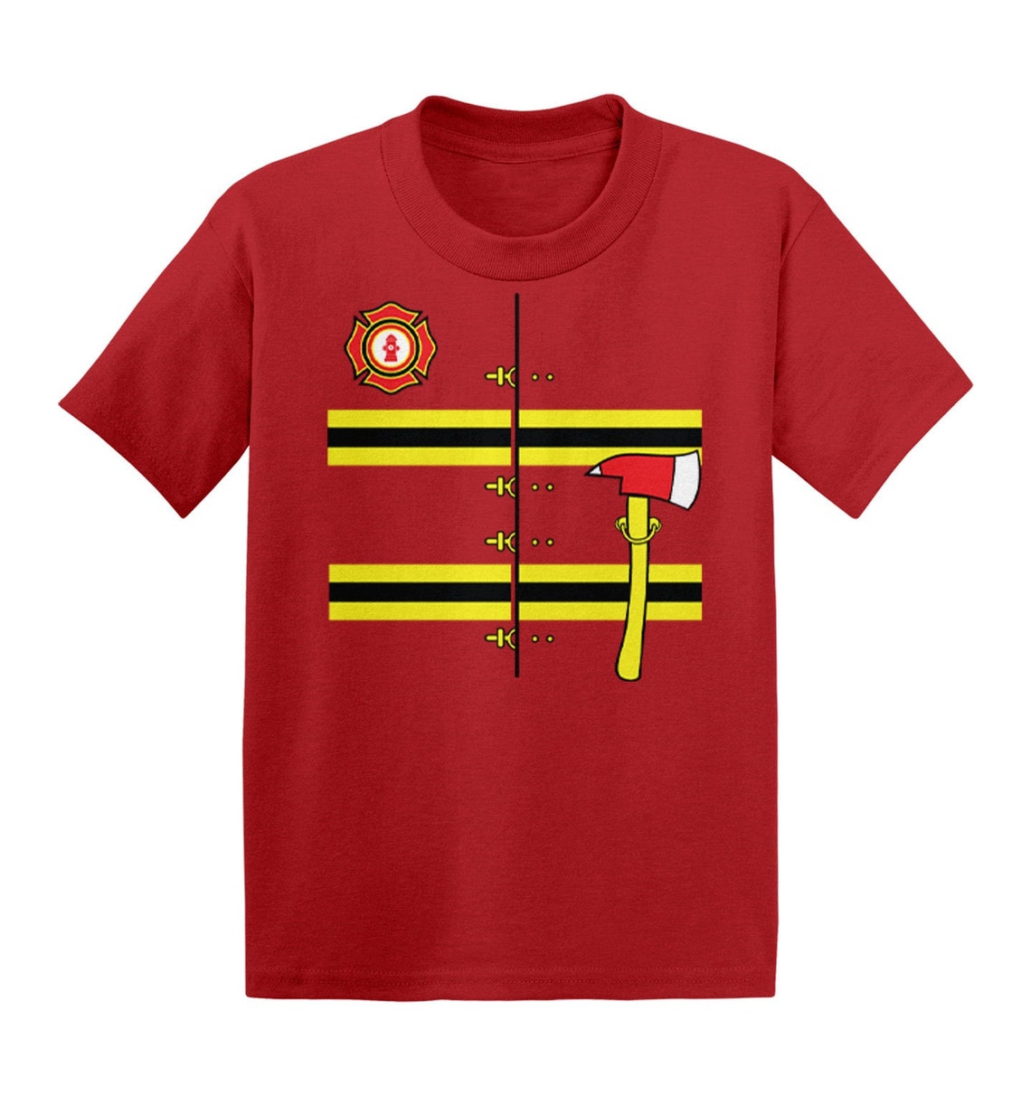 Firefighter Costume - Kids Cotton T-shirt - Fireman Firewoman Brave ...