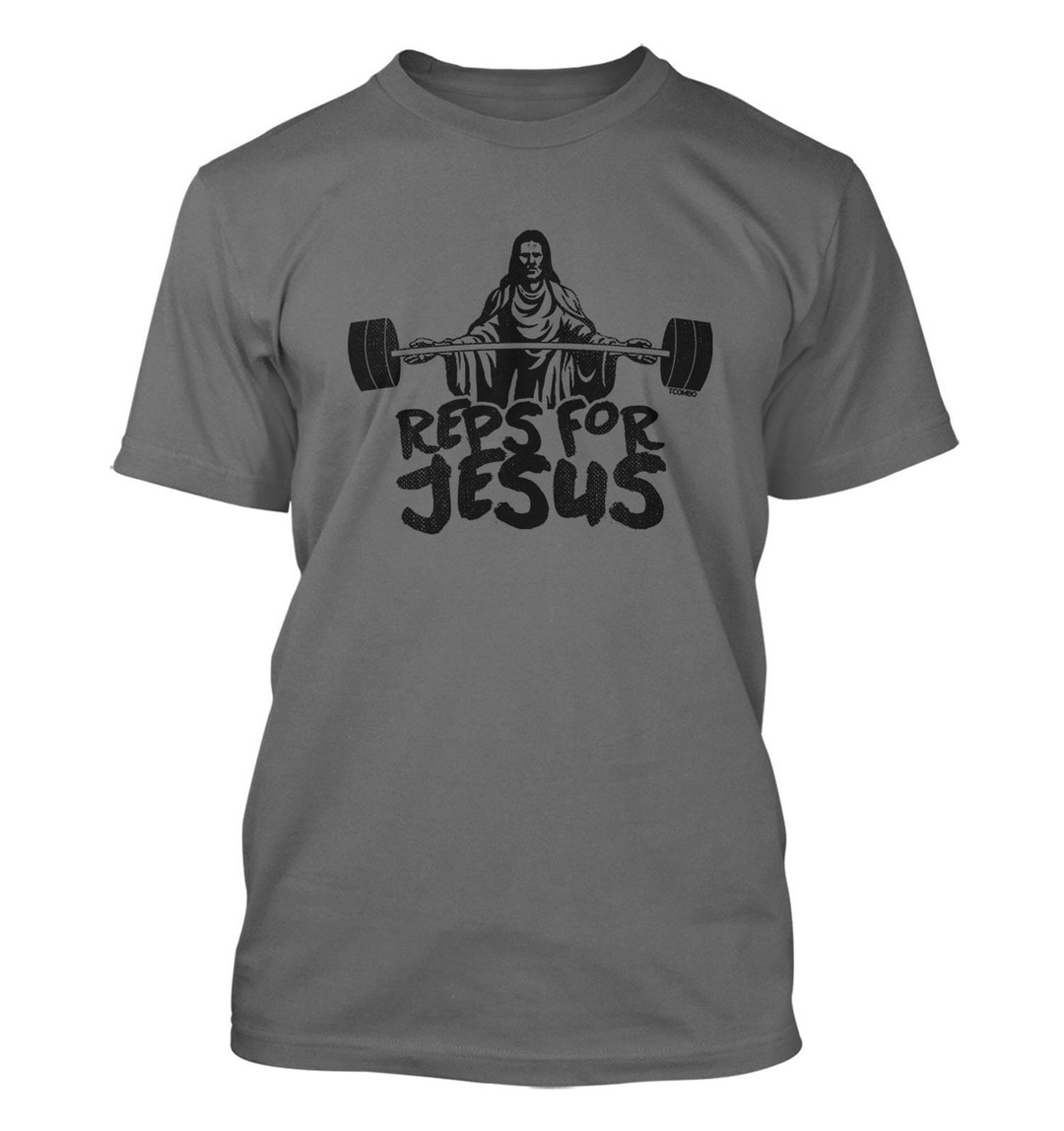 Reps for Jesus - Men's T-shirt Graphic Novelty Tee - Workout Gym Rat ...