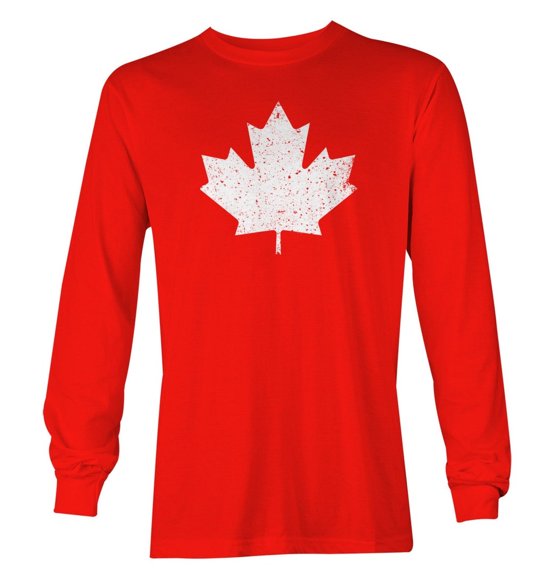 Distressed Maple Leaf - Unisex Long Sleeve T-shirt - Canada Canadian Eh ...