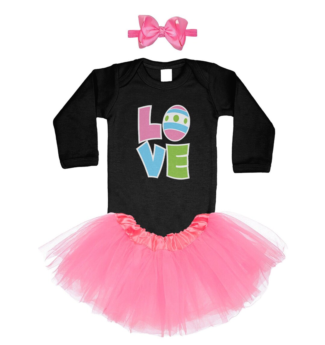 Love Easter Egg - Long Sleeve Bodysuit + Tutu Skirt + Bow Headband Set ...