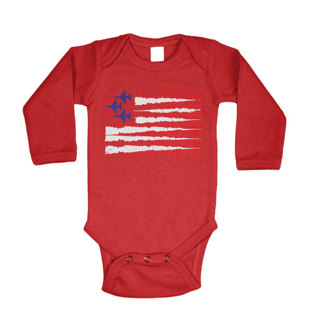 American Flag Fighter Jets - Kids Short Sleeve Bodysuit Onesie - USA ...