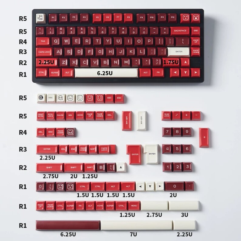 Red Keycaps, Artisan Keycaps, Custom Keycaps Backlit Set 160 PBT Keys ...