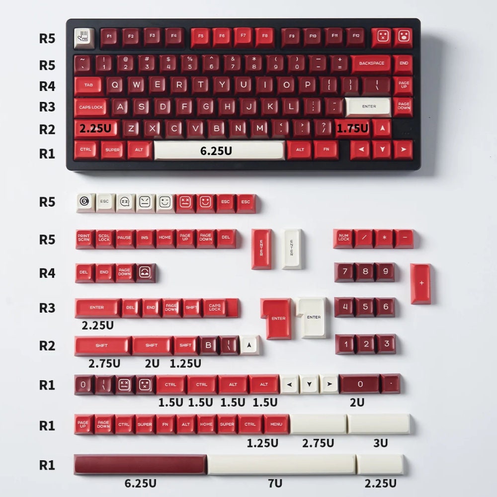 Red Keycaps, Artisan Keycaps, Custom Keycaps Backlit Set 160 PBT Keys ...