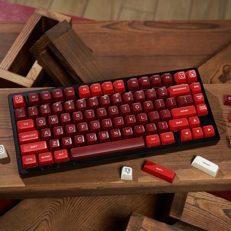 Red Keycaps, Artisan Keycaps, Custom Keycaps Backlit Set 160 PBT Keys ...