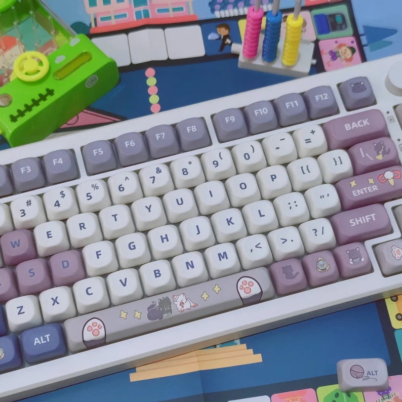 Meow Keycaps, Artisan Keycaps, Custom Keycaps Backlit Set 135 PBT Keys ...