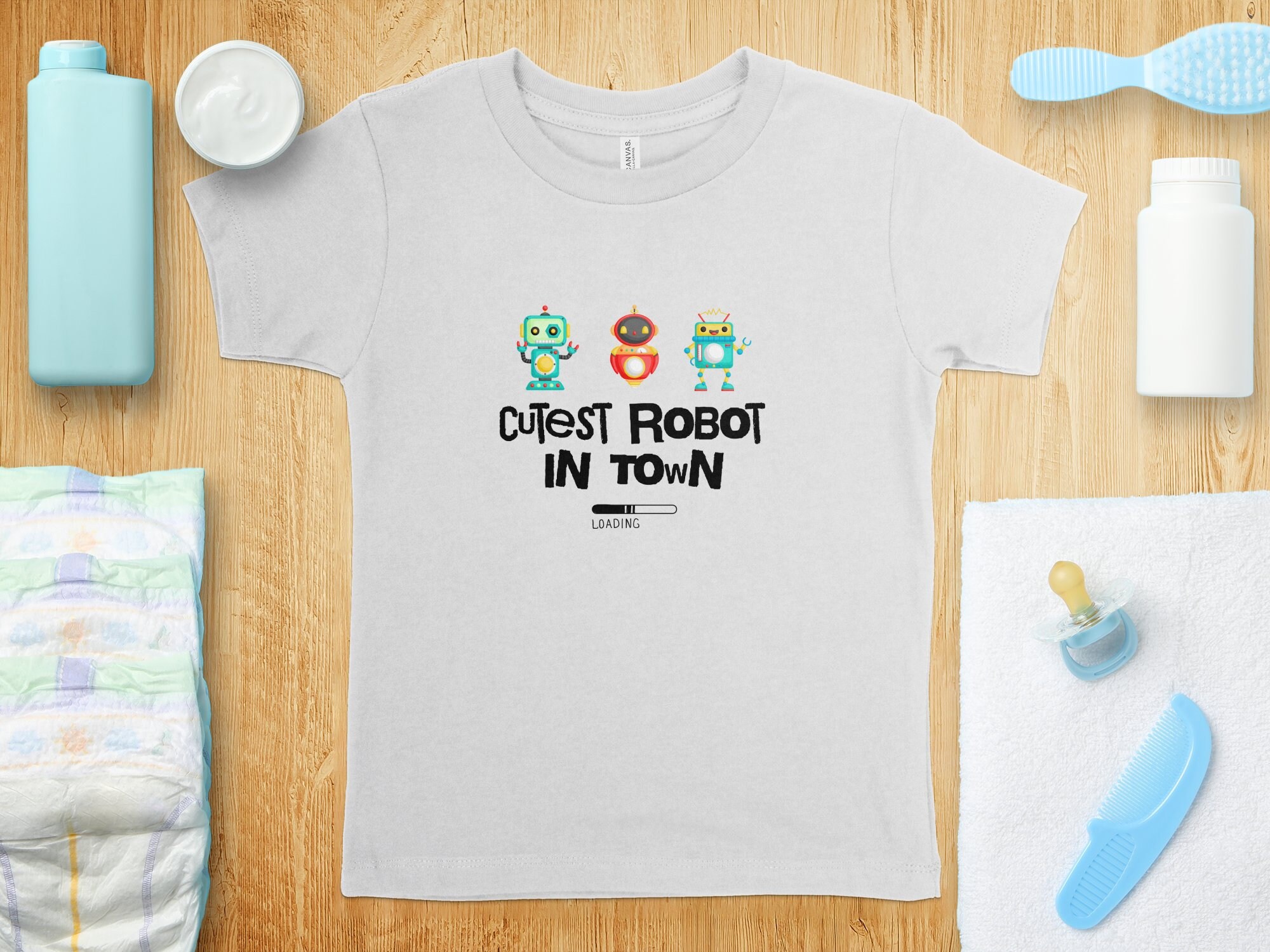 Kids Cute Robot T-shirt, Colorful Cartoon Robots Tee, Boys Girls Unisex ...