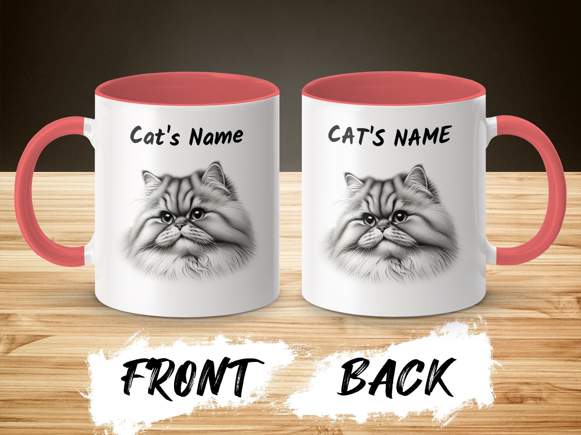 Custom Persian Cat Mug, Personalized Cat Name Coffee Cup, Cat Lover ...
