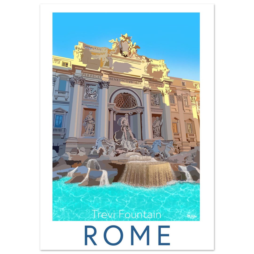 Trevi Fountain, Rome - a Poster Created From Original Artwork - Etsy
