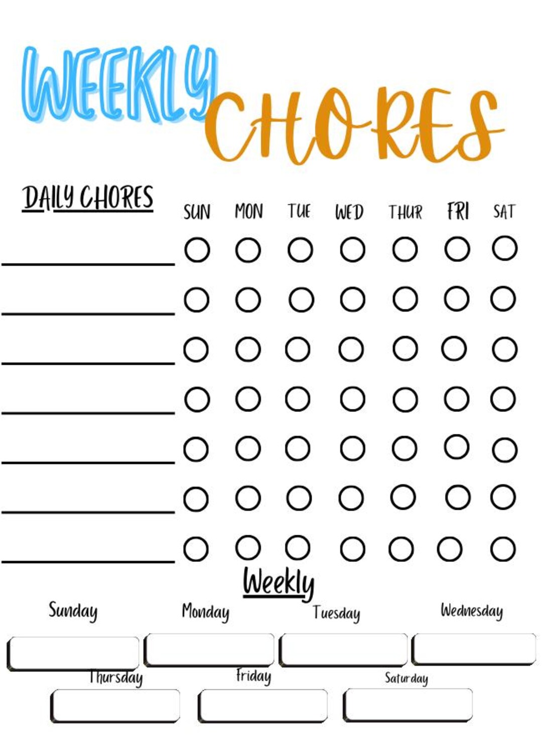 Printable Chore Charts That Come in 3 Colors!! Includes 5 Digital Chore ...
