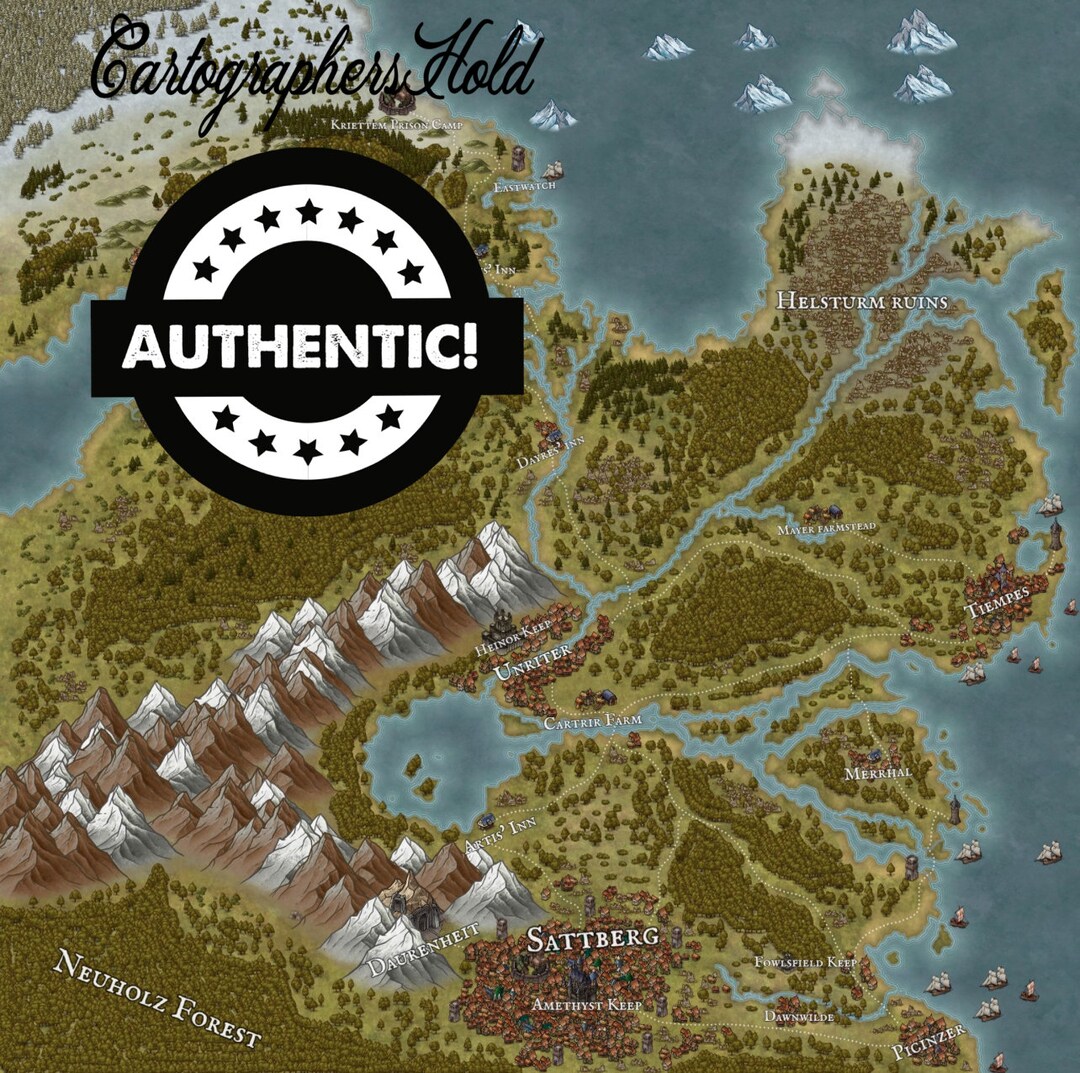Custom Fantasy Map for Tabletop Games, Writers, Map Enthusiasts - Etsy