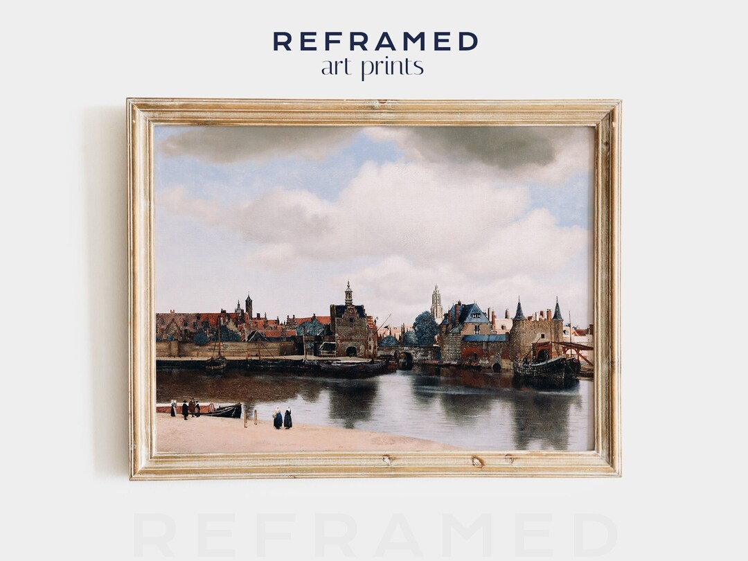 View of Delft Vintage Moody Oil Painting, Antique PRINTABLE Art Print ...