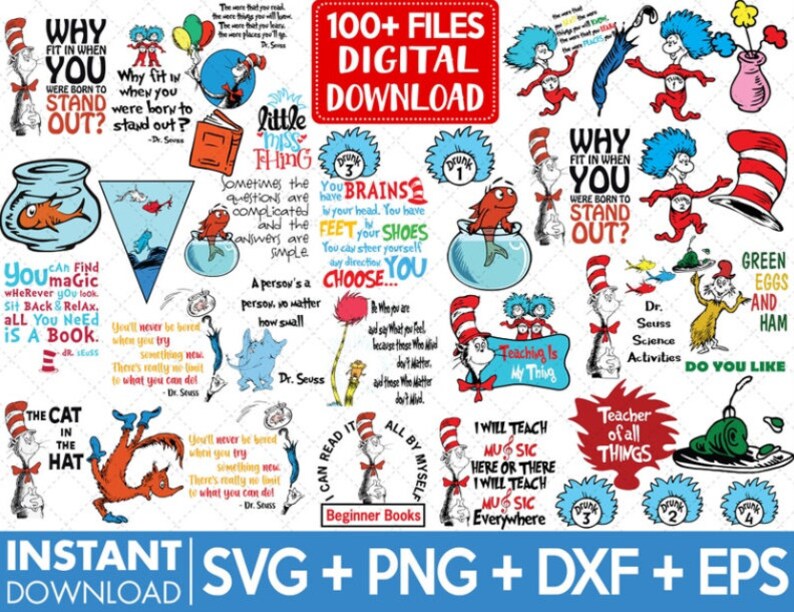 Dr. Seuss Png Bundle , Dr. Seuss Day SVG PNG, Read Across America ...
