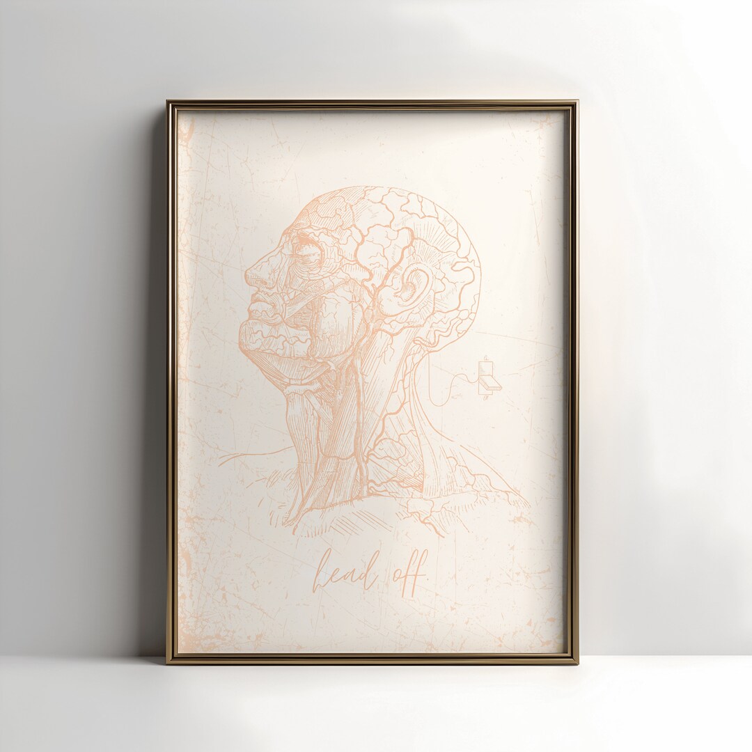 Abstract Head Sketch Beige, Head off Line-art Poster Profound Art Print ...