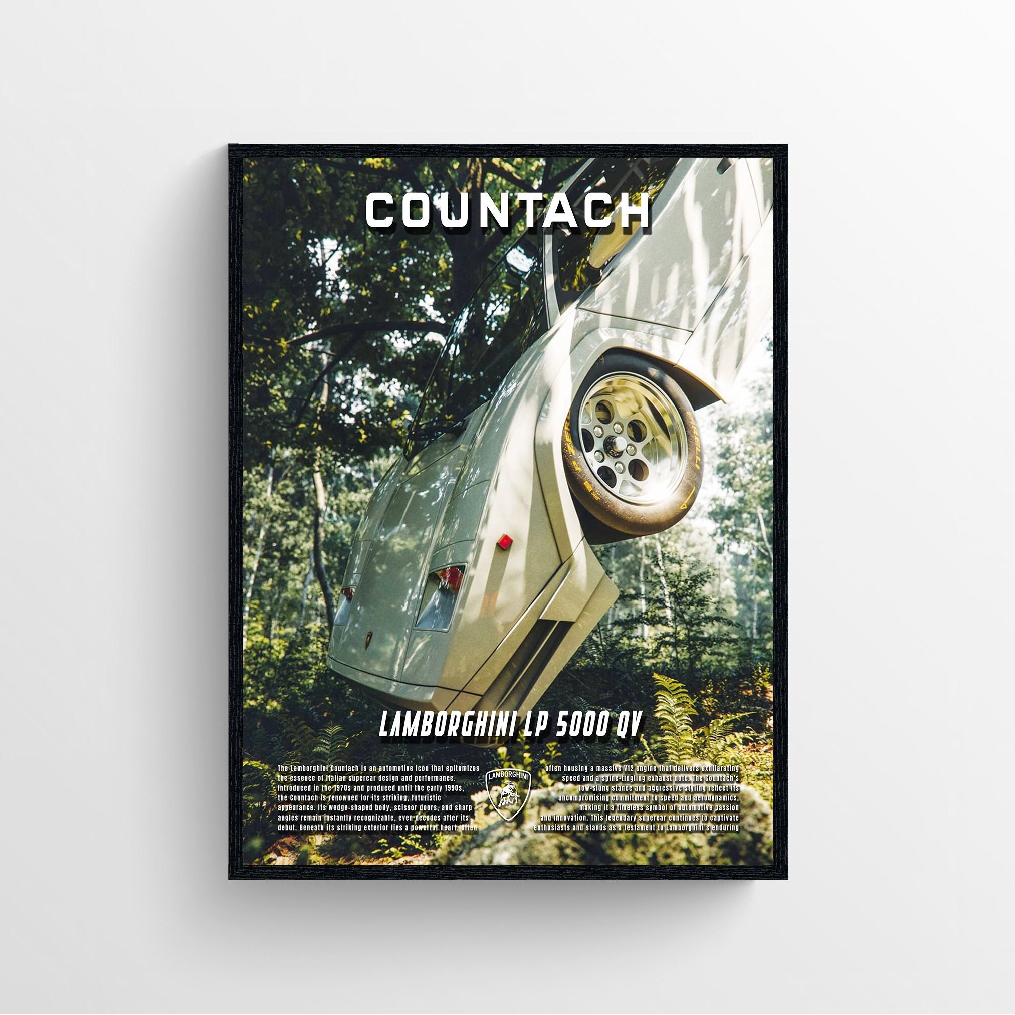 Vintage Lamborghini Countach LP5000 QV Racing Poster, Car Wall Art ...