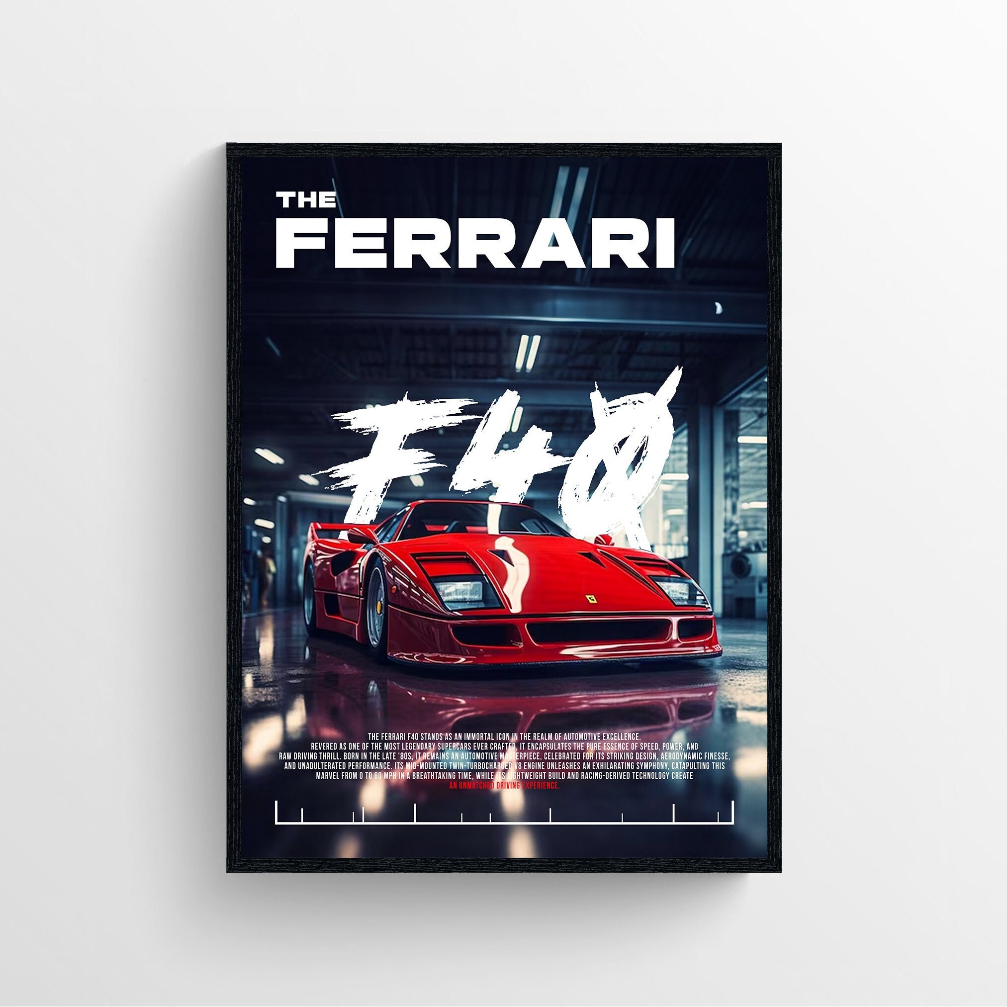 Ferrari F40 Car Poster, F1 Racing Wall Art, Motorsport Gift, Vintage ...