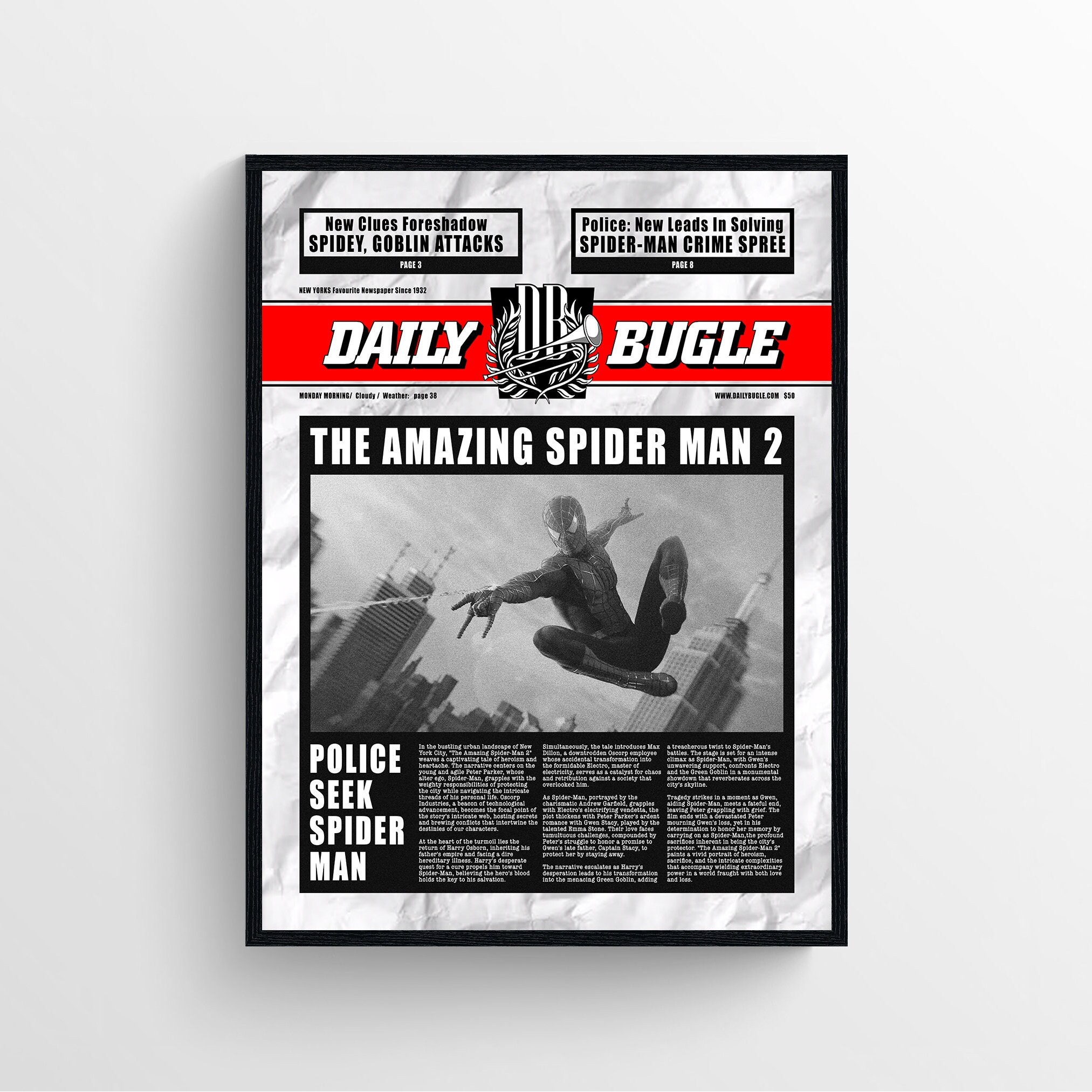 The Daily Bugle Spider-man Poster, Marvel Wall Art, Geek Gift for ...