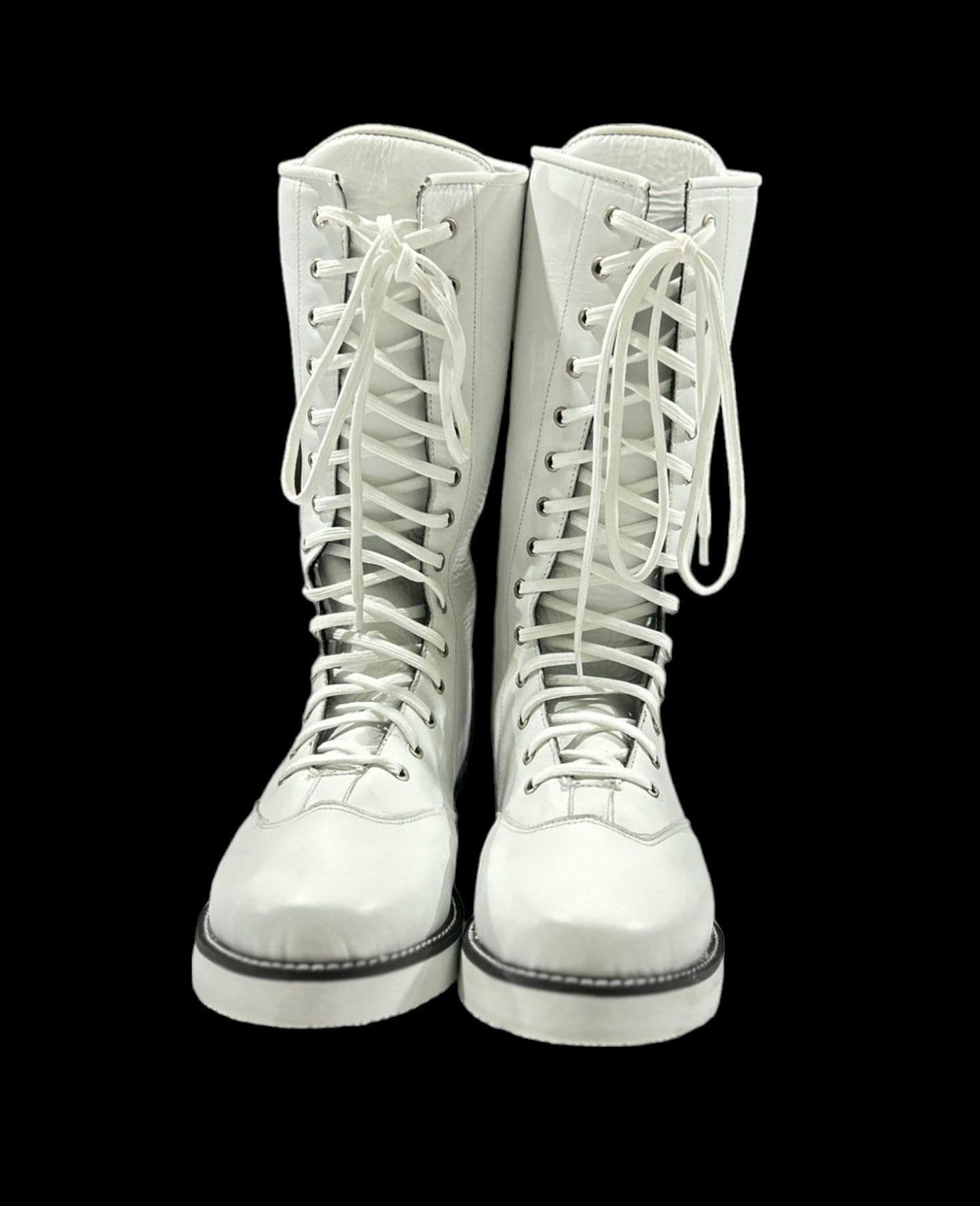 Wrestling Boots, Long White Color Shoes, 100% Genuine Leather, Handmade ...