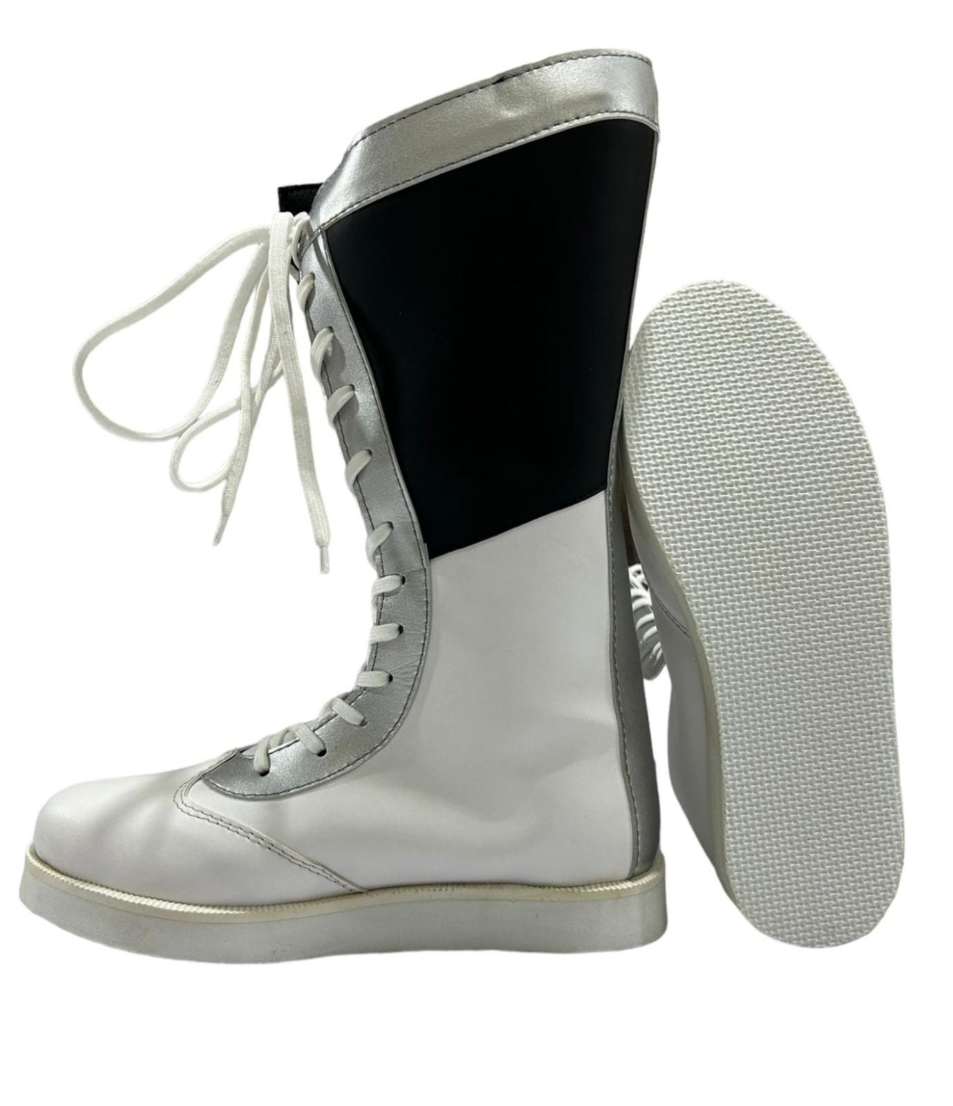 Pro Wrestling Long Boots, Handmade, 100% Original Leather, Black White ...