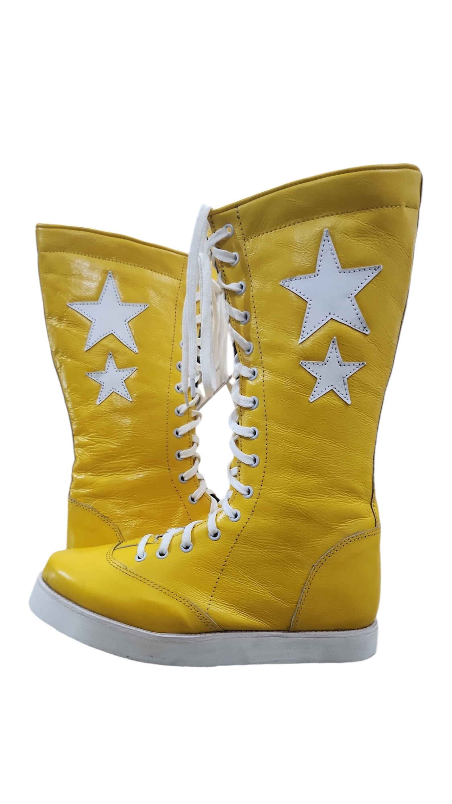 Pro Wrestling Boots, Handmade, 100% Original Leather, Yellow Color ...