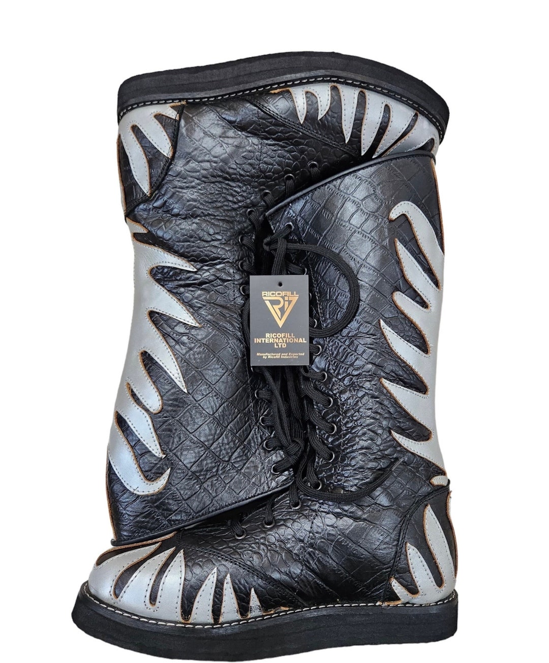 Handmade Leather Wrestling Boots: Silver Fire Style, Customizable - Etsy